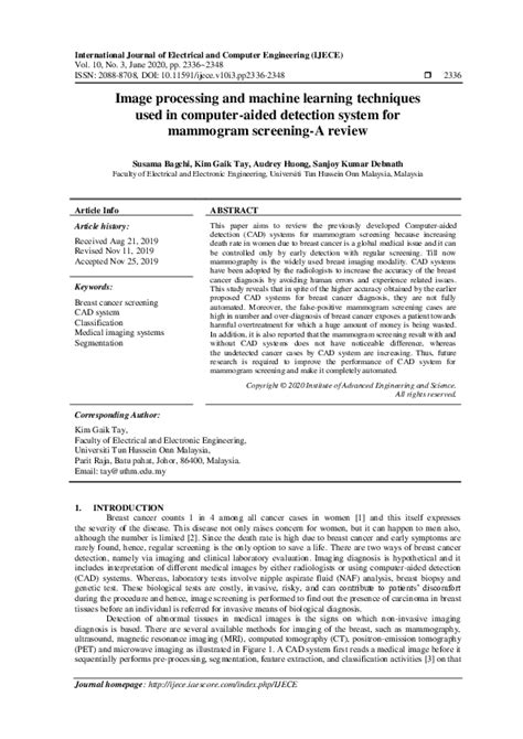 Pdf Image Processing And Machine Learning Techniques Used In Computer