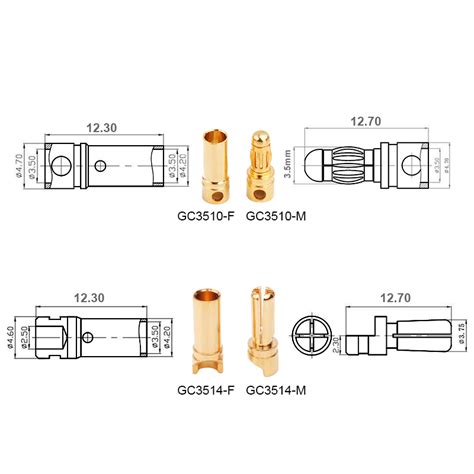 Rjx 50 Pairs 3 5mm Gold Bullet Banana Connector Plug 3 5mm Male And Female Bullet Connector