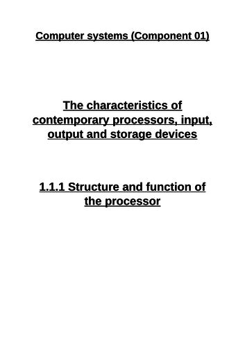 Ocr A Level Computer Science H446 Component 01 Section 1 1 Teaching Resources