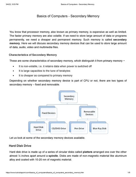 Basics Of Computers Secondary Memory The Faster Primary Memory Are Also Volatile If We Need