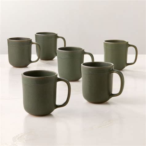 Drift Green Mugs With Reactive Glaze 12oz Set Of 6 Reviews Cb2