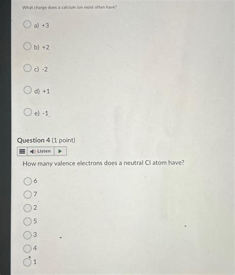 Solved What Charge Does A Calcium Ion Most Often Have A 3