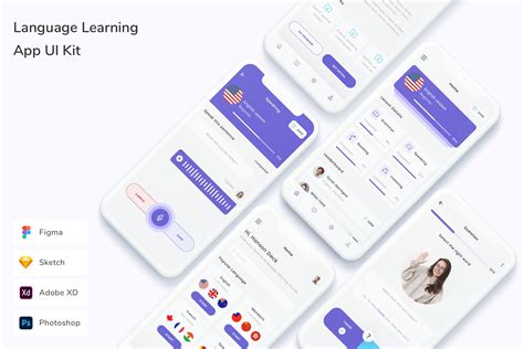 Language Learning App Ui Kit Ui Kits And Libraries ~ Creative Market
