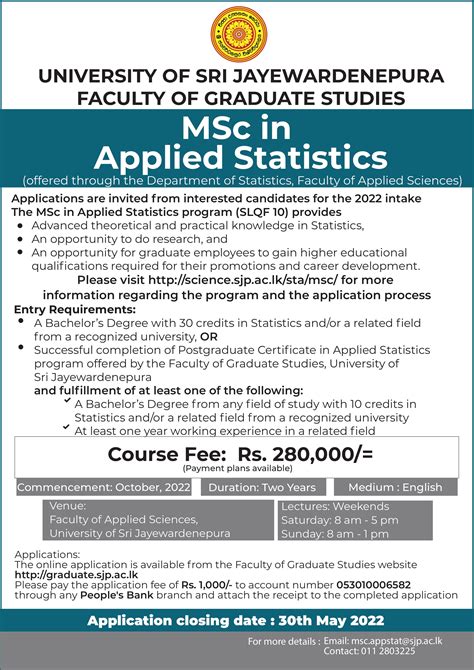 Msc In Applied Statistics 2022 Department Of Statistics