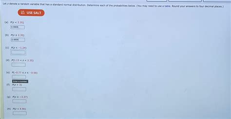 Solved Let Z ﻿denote A Random Variable That Has A Standard