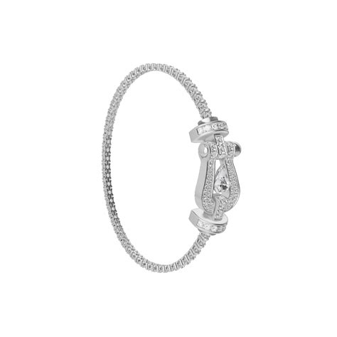 Force 10 Bracelet Large Model 18k White Gold Fred Hero Cut Center Stone 0 5 Carat And Diamond