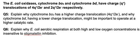 Solved The E ﻿coli Oxidases Cytochrome Bo 3 ﻿and
