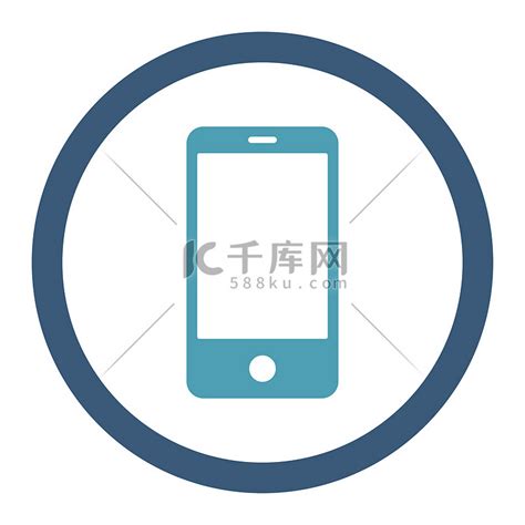 智能手机平面青色和蓝色圆形光栅图标高清摄影大图 千库网