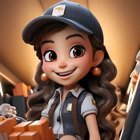 Premium Photo 3d Illustration Of A Cute Delivery Girl In A Warehouse