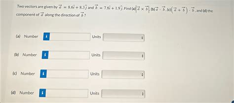 solved two vectors are given by vec a 8 6hat i 8 3hat j