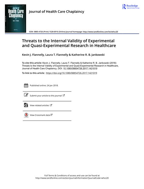Pdf Threats To The Internal Validity Of Experimental And Quasi Experimental Research In Healthcare