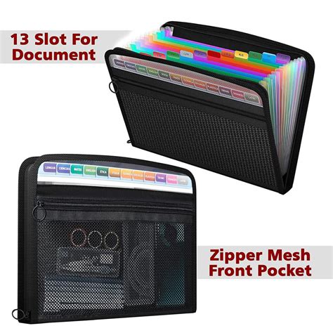 Nisun 13 Pocket Expanding File Folder With Sticky Labels Accordion Document Organizer With