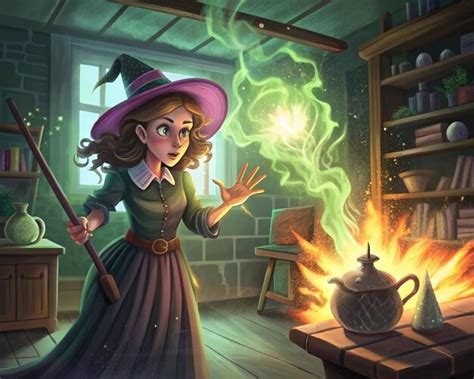 Young Witch Tries To Cast A Spell Premium Ai Generated Image