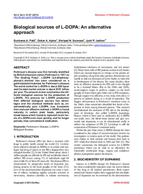 Pdf Biological Sources Of L Dopa An Alternative Approach