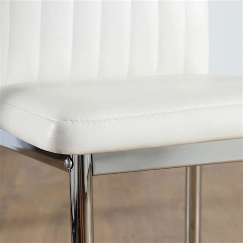 Leon Dining Chair White Premium Faux Leather And Chrome Only £29 99