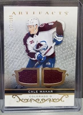 2021 22 Upper Deck Artifacts Cale Makar Avalanche Gold Material Dual