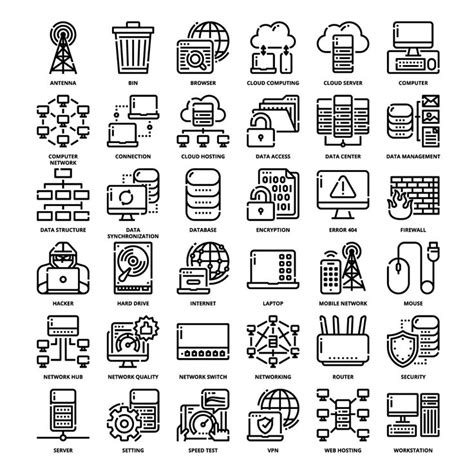 36 Computer Network Icons Set X 4 Styles Network Icon Computer