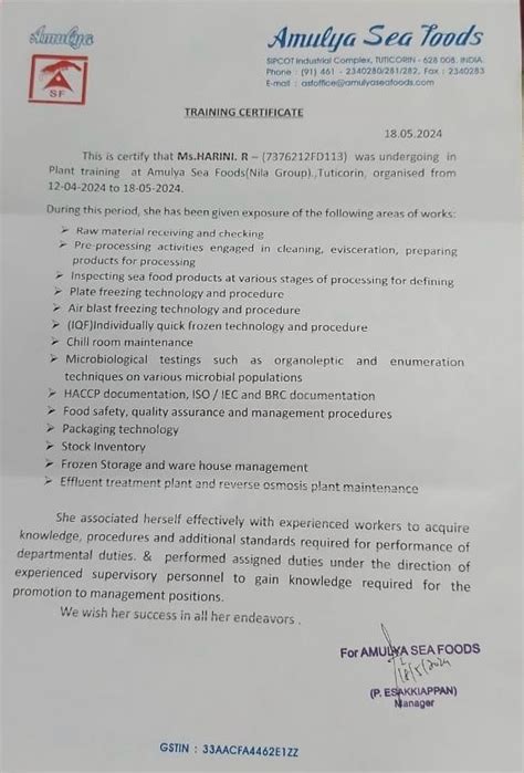 Harini R On Linkedin Internship Seafoodindustry Sustainability Careergrowth…