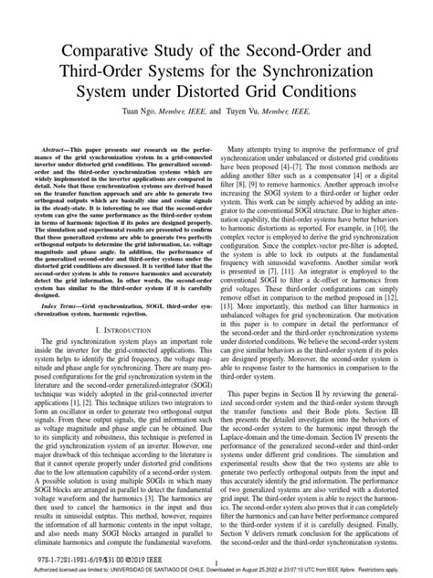 Comparative Study Of The Second Order And Third Order Systems For The