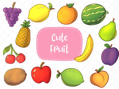 Cute Fruit Clip Art Graphic By Keepinitkawaiidesign · Creative Fabrica