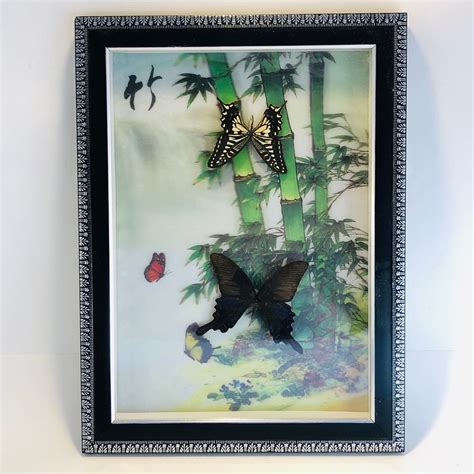 Vintage Butterfly Origami Wall Art Shadow Box 3d Late 20th Century