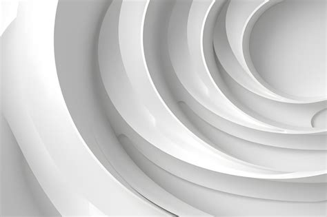 Abstract White Curved Architecture Background With Circular Layers And Shadows Premium Ai