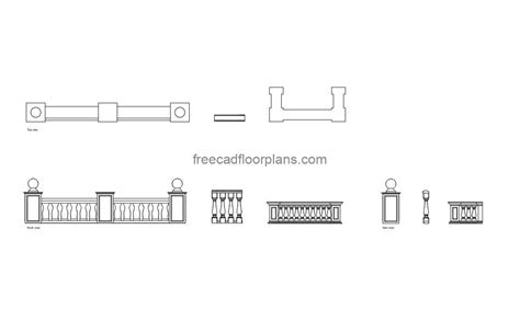 Stone Railing Free Cad Drawings