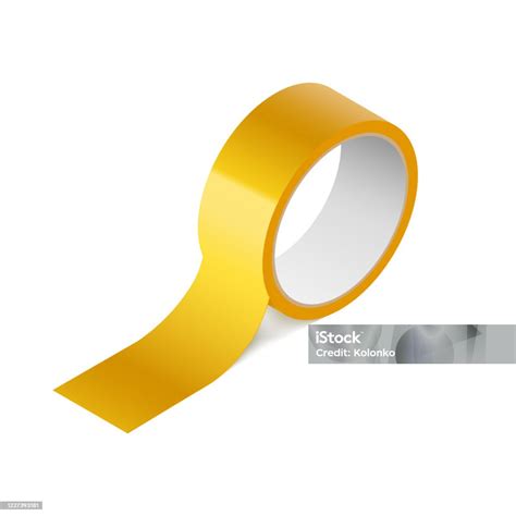 스카치 옐로우 롤 접착 테이프 모형 셀로 테이프 3d 패킹 벡터 스카치 아이콘 말기에 대한 스톡 벡터 아트 및 기타 이미지