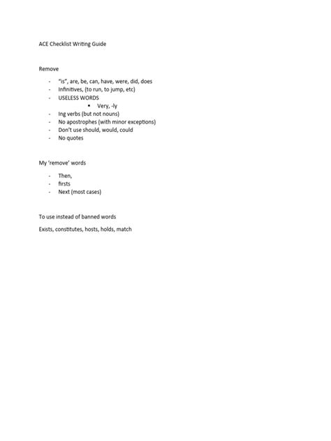 Ace Checklist Writing Guide Pdf