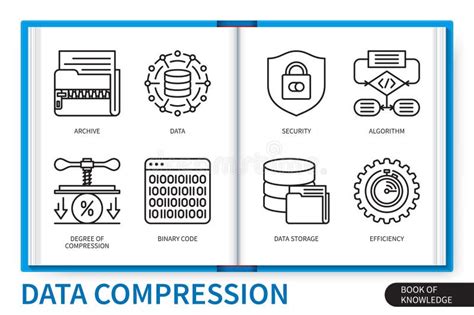 Data Compression Infographics Linear Icons Collection Stock Vector Illustration Of Backup Data Compression Infographics Linear Icons Collection Stock Vector Illustration Of Backup
