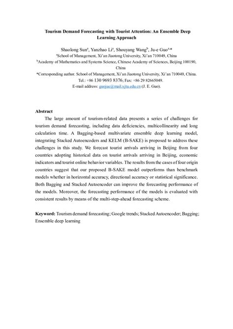 Tourism Demand Forecasting With Tourist Attention An Ensemble Deep