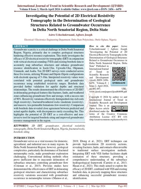 Investigating The Potential Of 2d Electrical Resistivity Tomography In