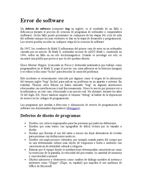 Error De Software Pdf Error De Programación Desarrollo De Software