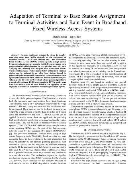 Pdf Adaptation Of Terminal To Base Station Assignment To Terminal