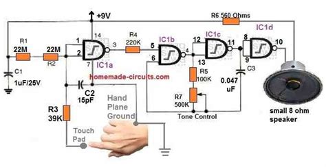An Electronic Circuit Diagram With Hand Pointing At It