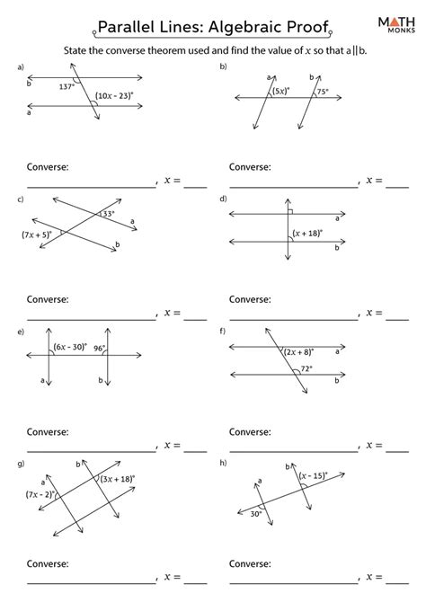 Proving Lines Parallel Worksheets Math Monks