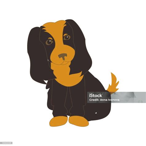 코커 스패니얼 개 플랫 벡터 아이콘 일러스트 에 흰색 배경 가축에 대한 스톡 벡터 아트 및 기타 이미지 가축 강아지 어린