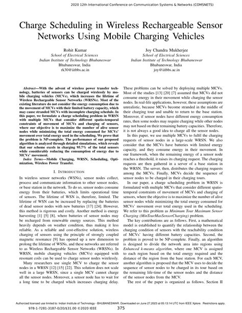 Pdf Charge Scheduling In Wireless Rechargeable Sensor Networks Using