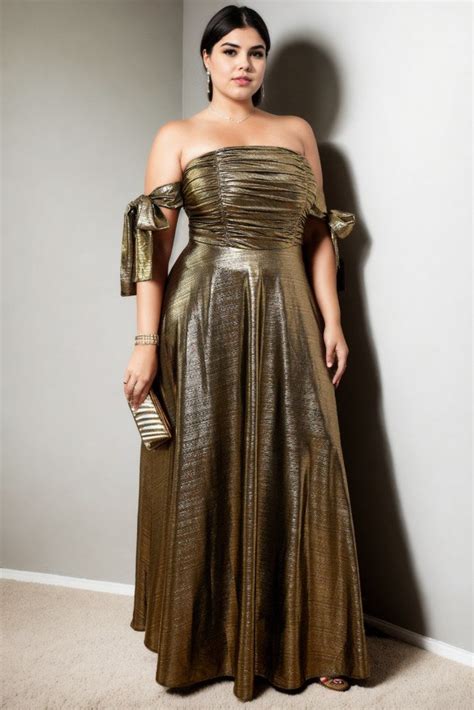 Giovanna Plus Size Metallic Gold Evening Dress Hello Curve