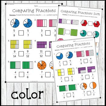 Comparing Fractions Worksheets By Leily Geng TPT