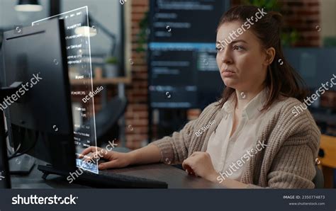 Writing Code Hologram Screen Over Royalty Free Licensable Stock Photos Shutterstock