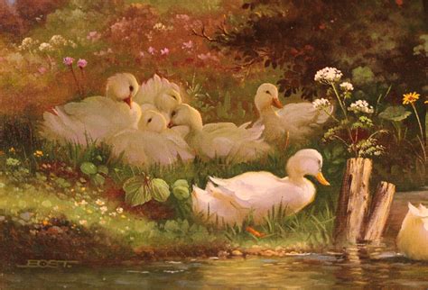 Erwin Osterlehner Ducks In The Pond 1970s Oil On Wood Framed For Sale At Pamono