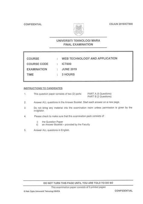Faculty Computer Sciences And Mathematic 2019 Session 2 Degree Ict600 Web Technology And