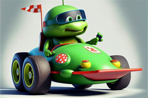 Turtle Driving Car With Snail On Traffic Light Vector Cartoon Illustration Stock Vector