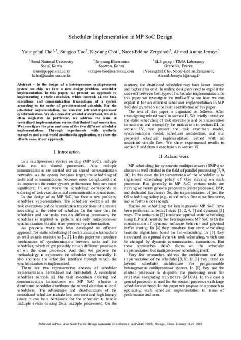 Pdf Scheduler Implementation In Mp Soc Design