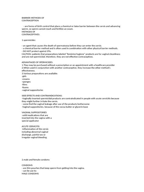 Barrier Methods Pdf Condom Clinical Medicine