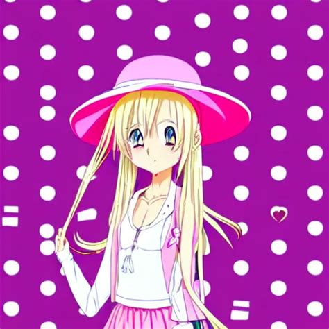Krea Anime Girl With Long Blonde Hair With Pink Tips Wearing Pink