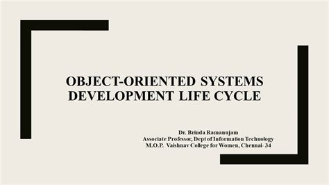 Object Oriented Systems Development Life Cycle Dr Brinda Ramanujam Youtube