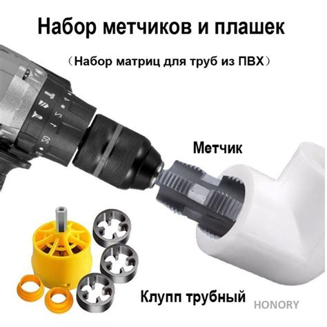 Набор метчиков и плашек для труб из ПВХ с 3 матрицами 1 2 3 4 и 1 Электрическая модель