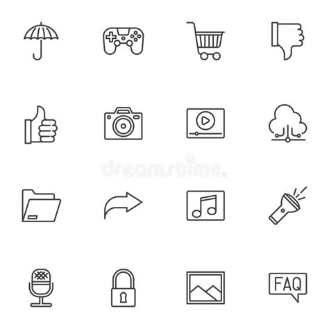User Interface Line Icons Set Stock Illustration Illustration Of